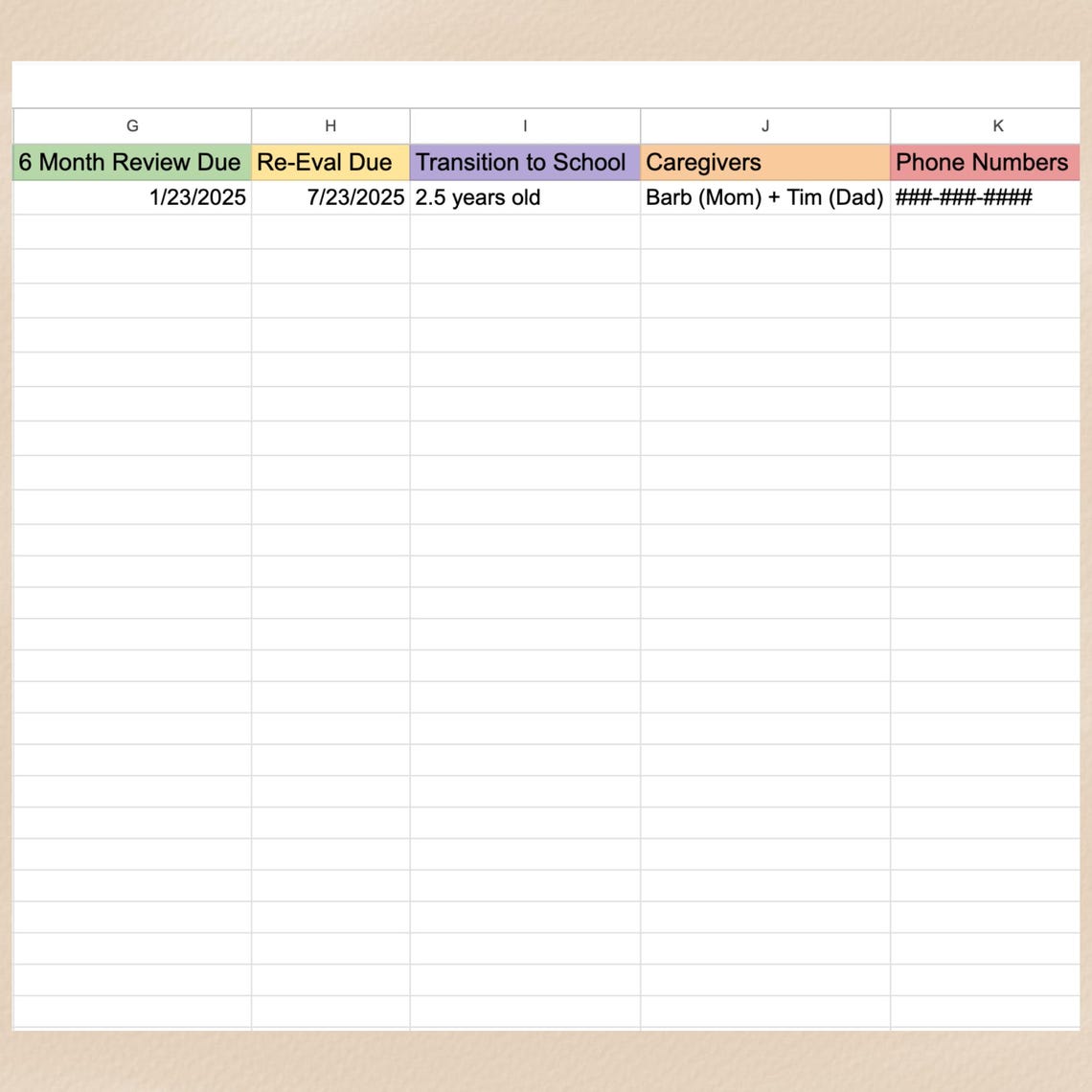Editable Caseload Organizer/manager Google Spreadsheet Template Early ...