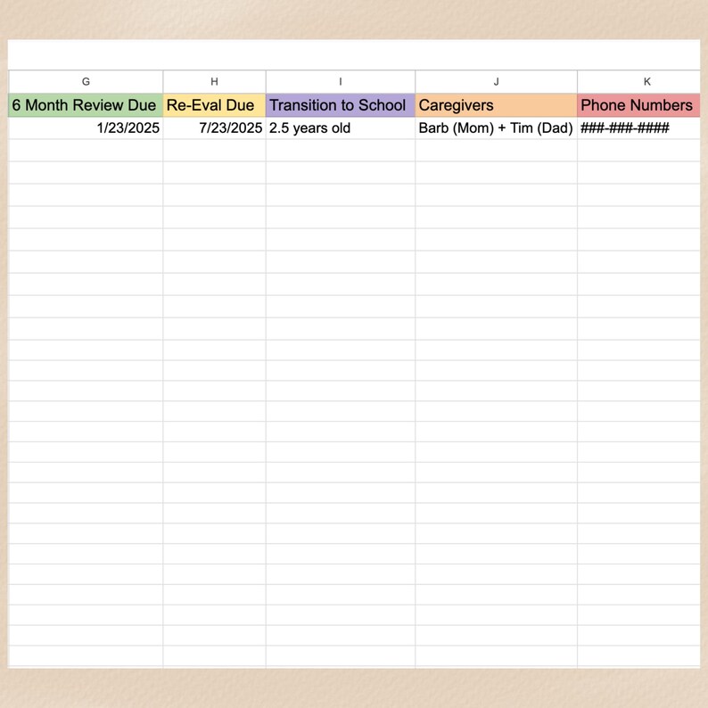 Editable Caseload Organizer/manager Google Spreadsheet Template Early ...
