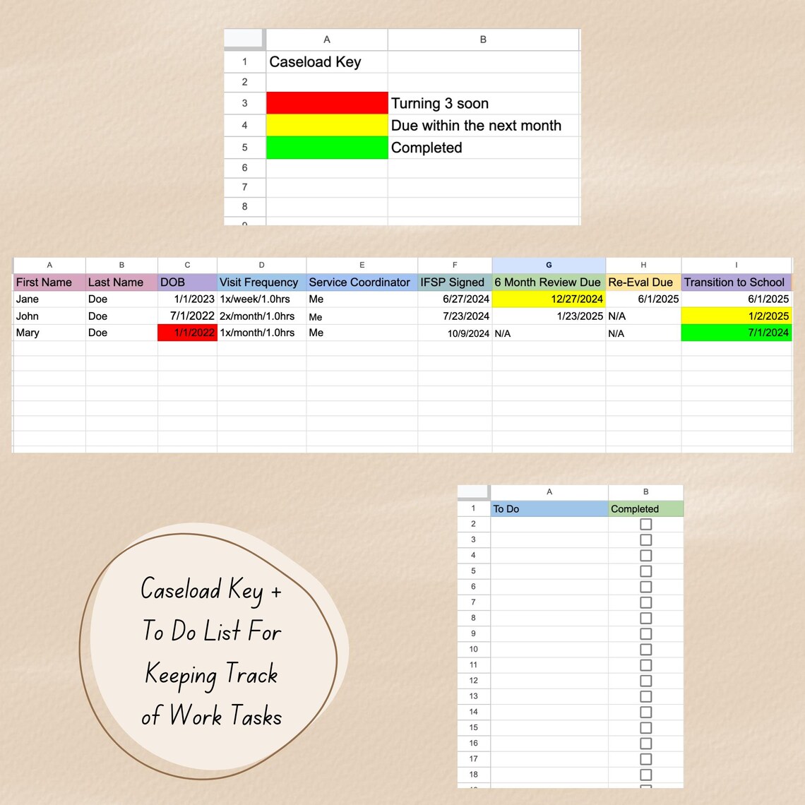 Simple Editable Caseload Organizer/manager Google Spreadsheet Template ...