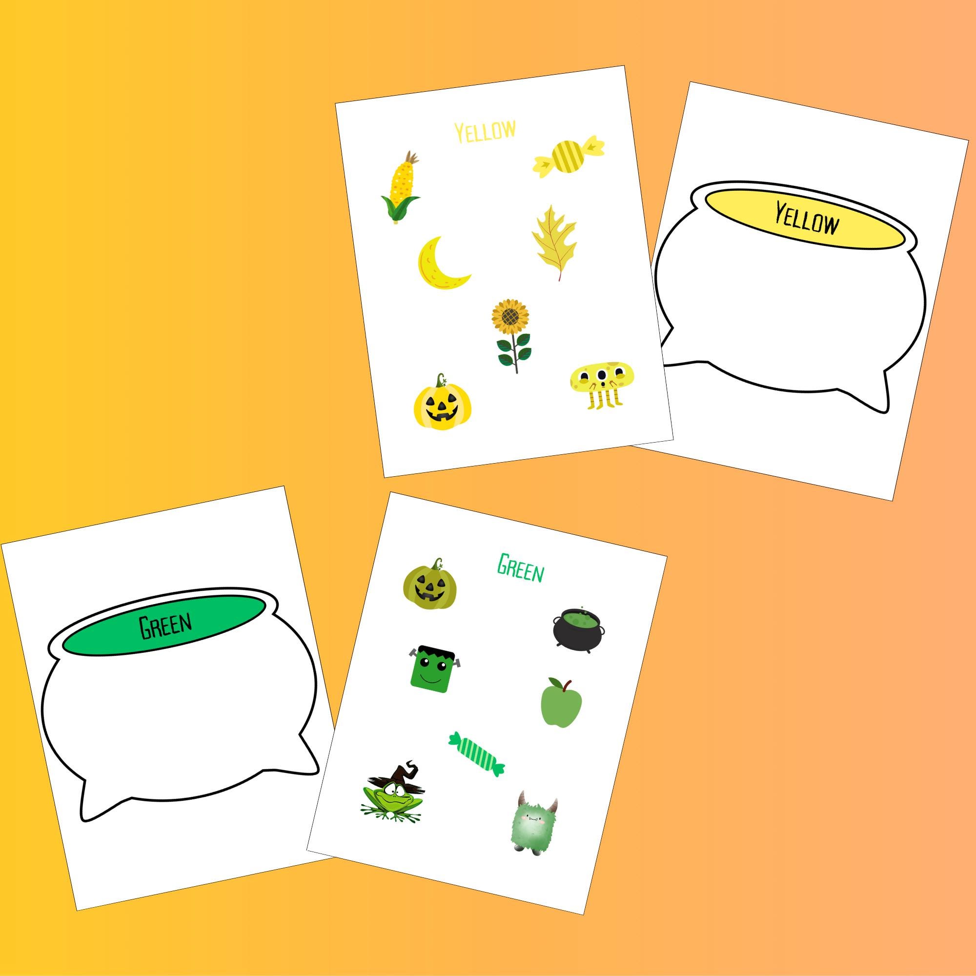 Fall Halloween Printable Color Sorting Color Matching Activity for Kids ...