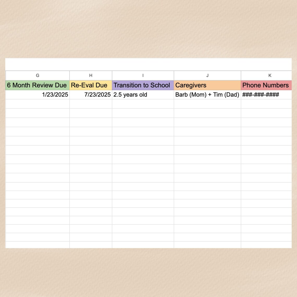 Simple Editable Caseload Organizer/manager Google Spreadsheet Template ...
