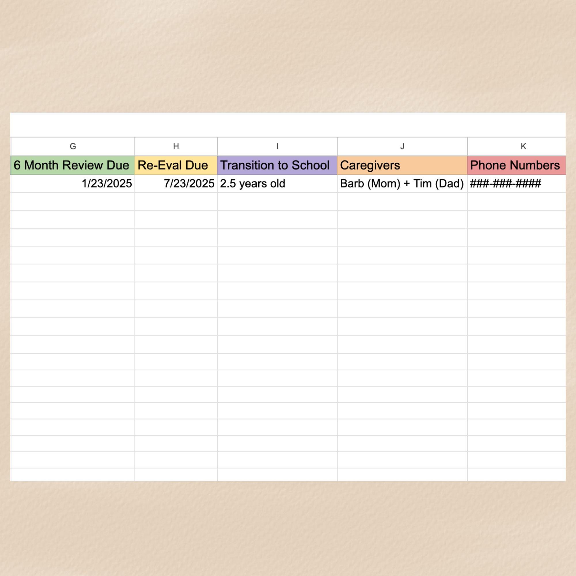 Simple Editable Caseload Organizer/manager Google Spreadsheet Template ...