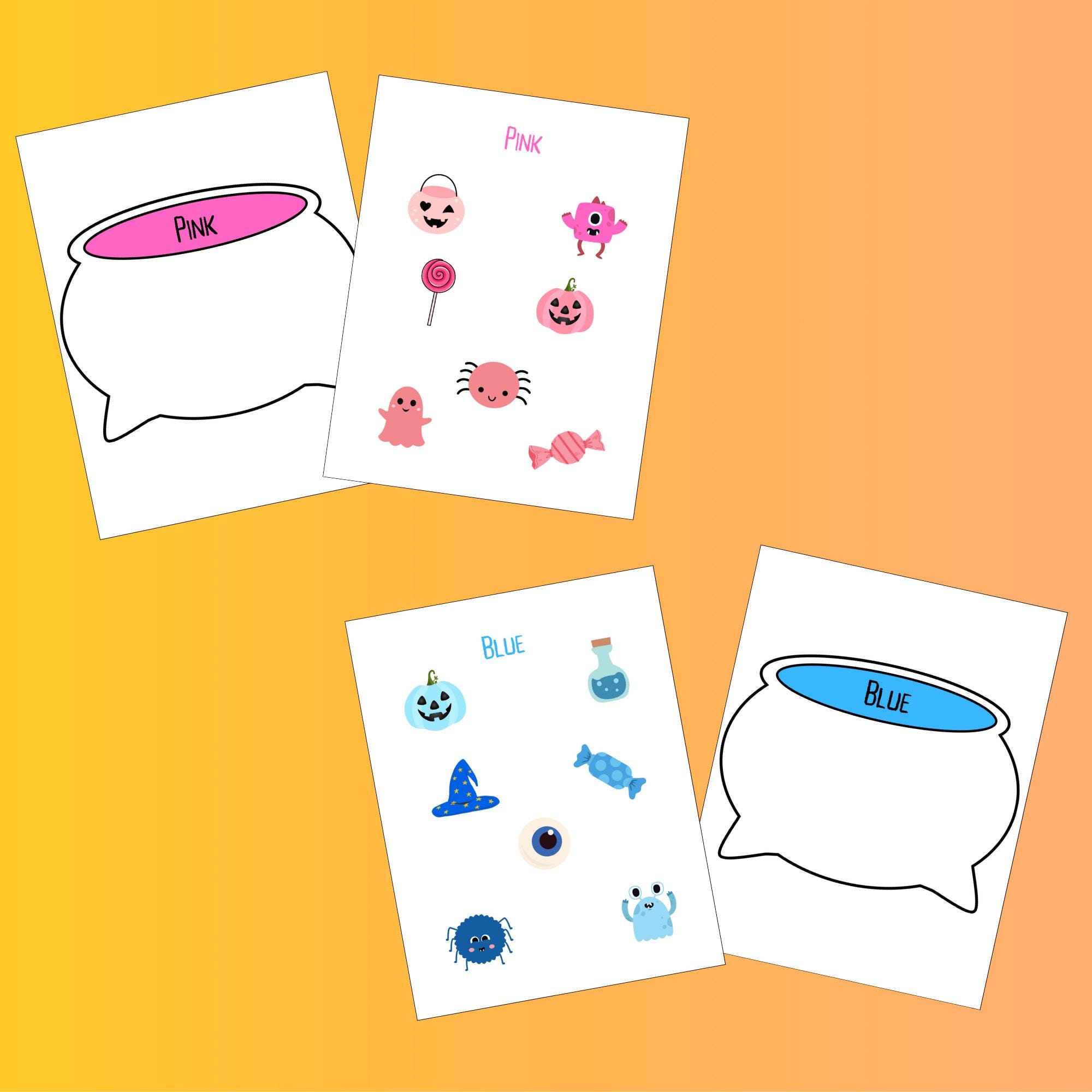 Fall Halloween Printable Color Sorting Color Matching Activity for Kids ...