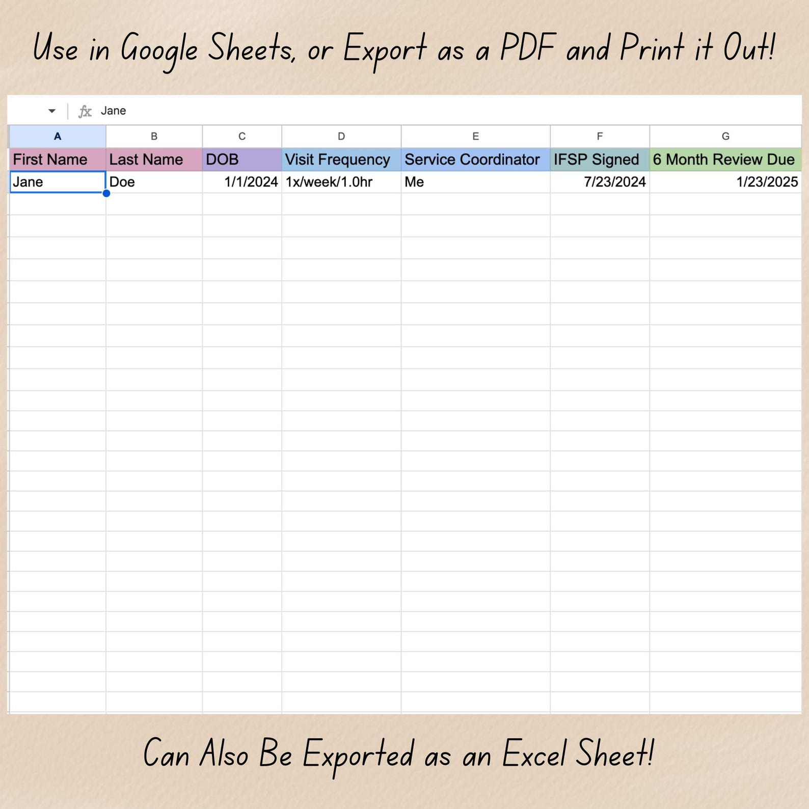 Editable Caseload Organizer/manager Google Spreadsheet Template Early ...
