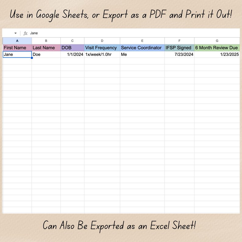 Editable Caseload Organizer/manager Google Spreadsheet Template Early ...
