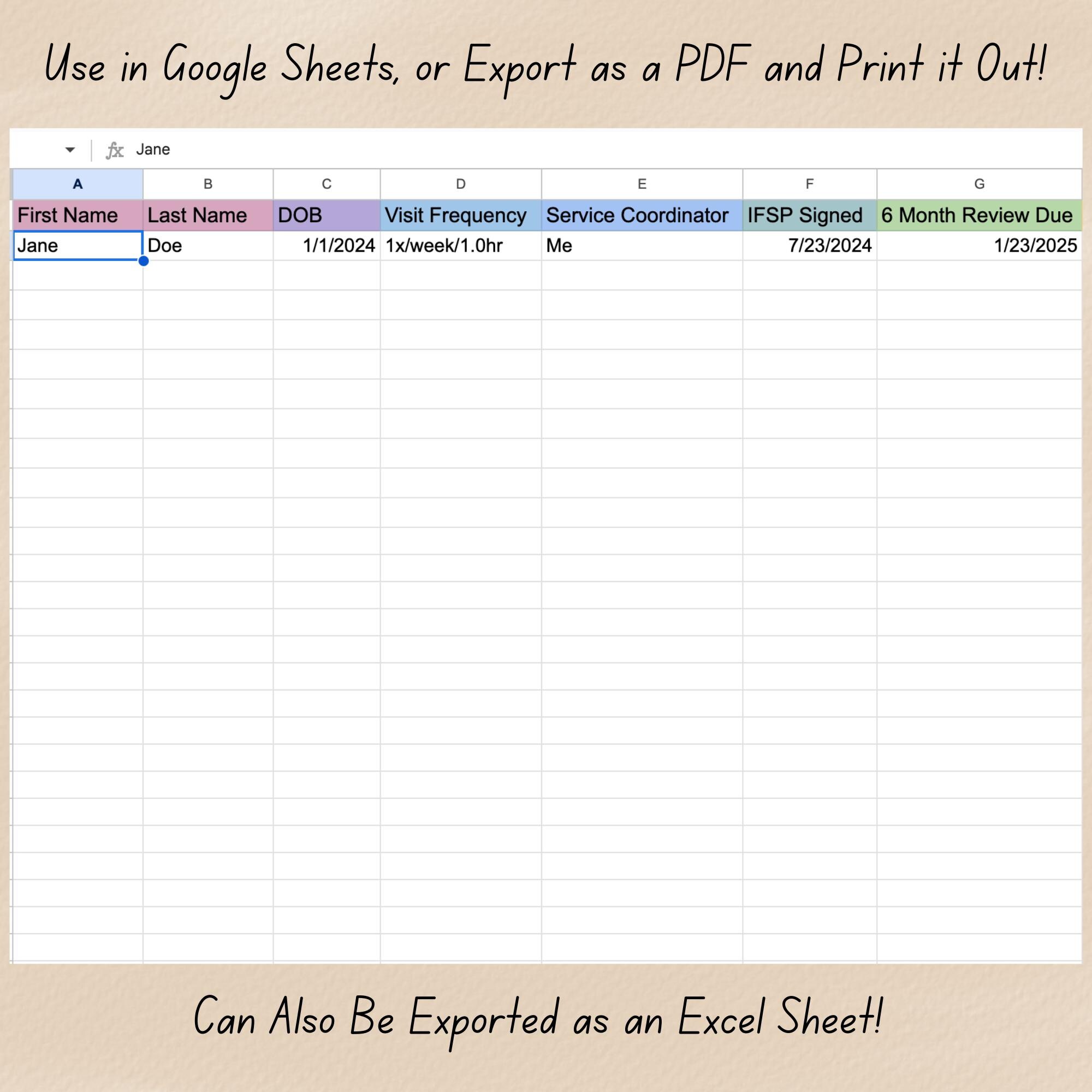 Editable Caseload Organizer/manager Google Spreadsheet Template Early ...
