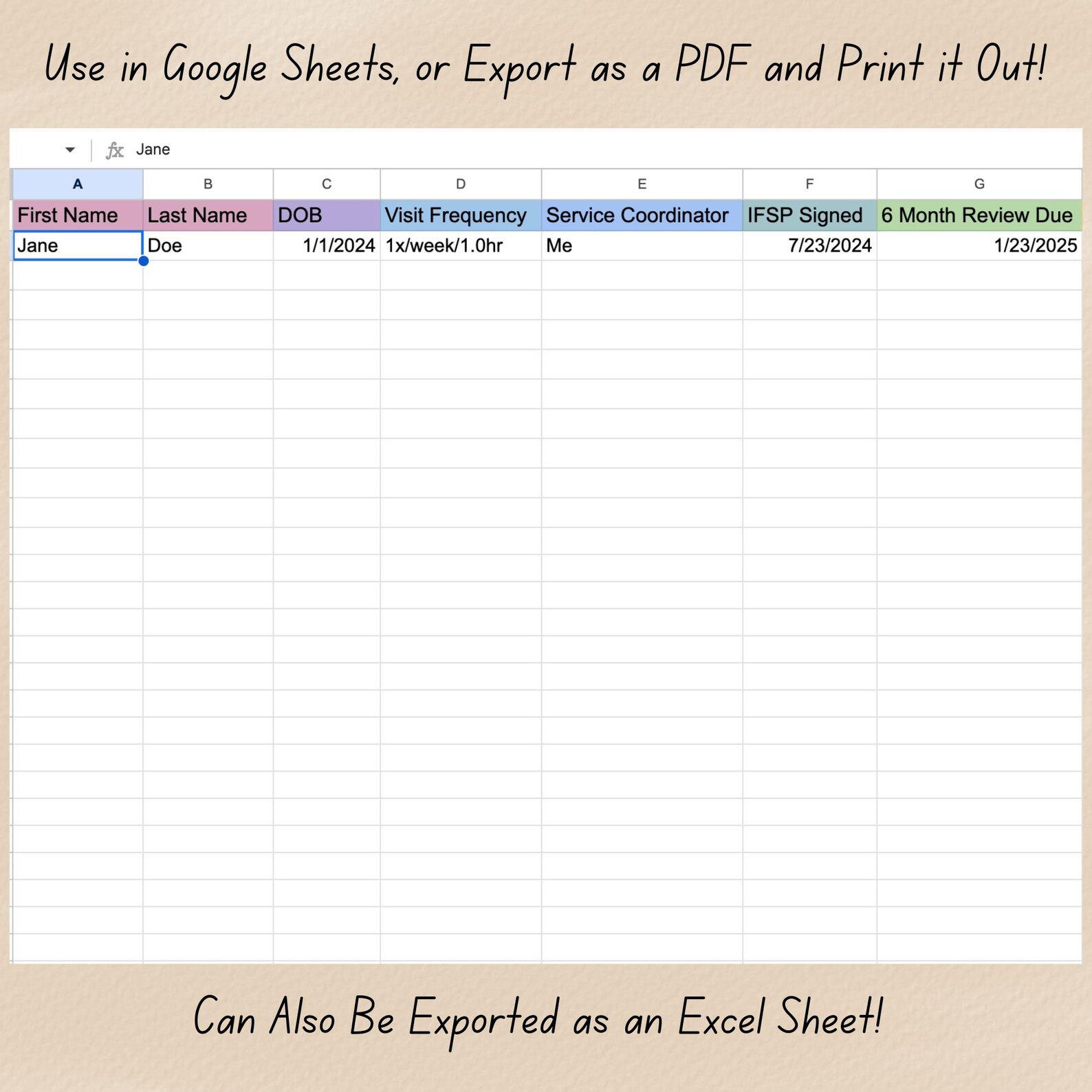 Simple Editable Caseload Organizer/manager Google Spreadsheet Template ...