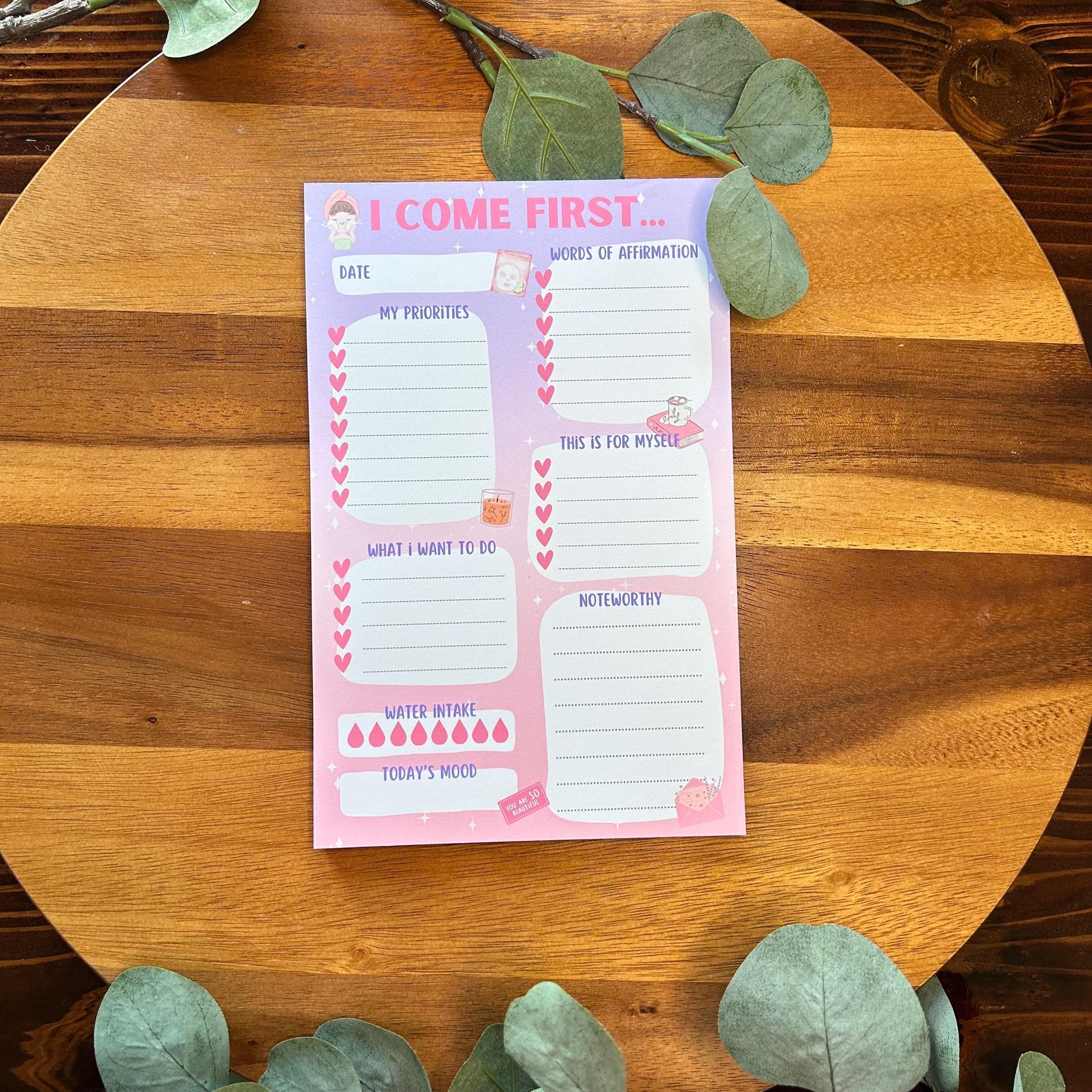 Self Care Checklist, I Come First Notepad, Self Healing Planner, Self ...