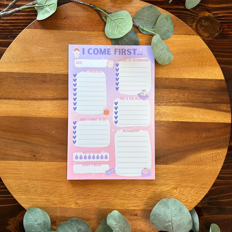 Self Care Checklist, I Come First Notepad, Self Healing Planner, Self ...
