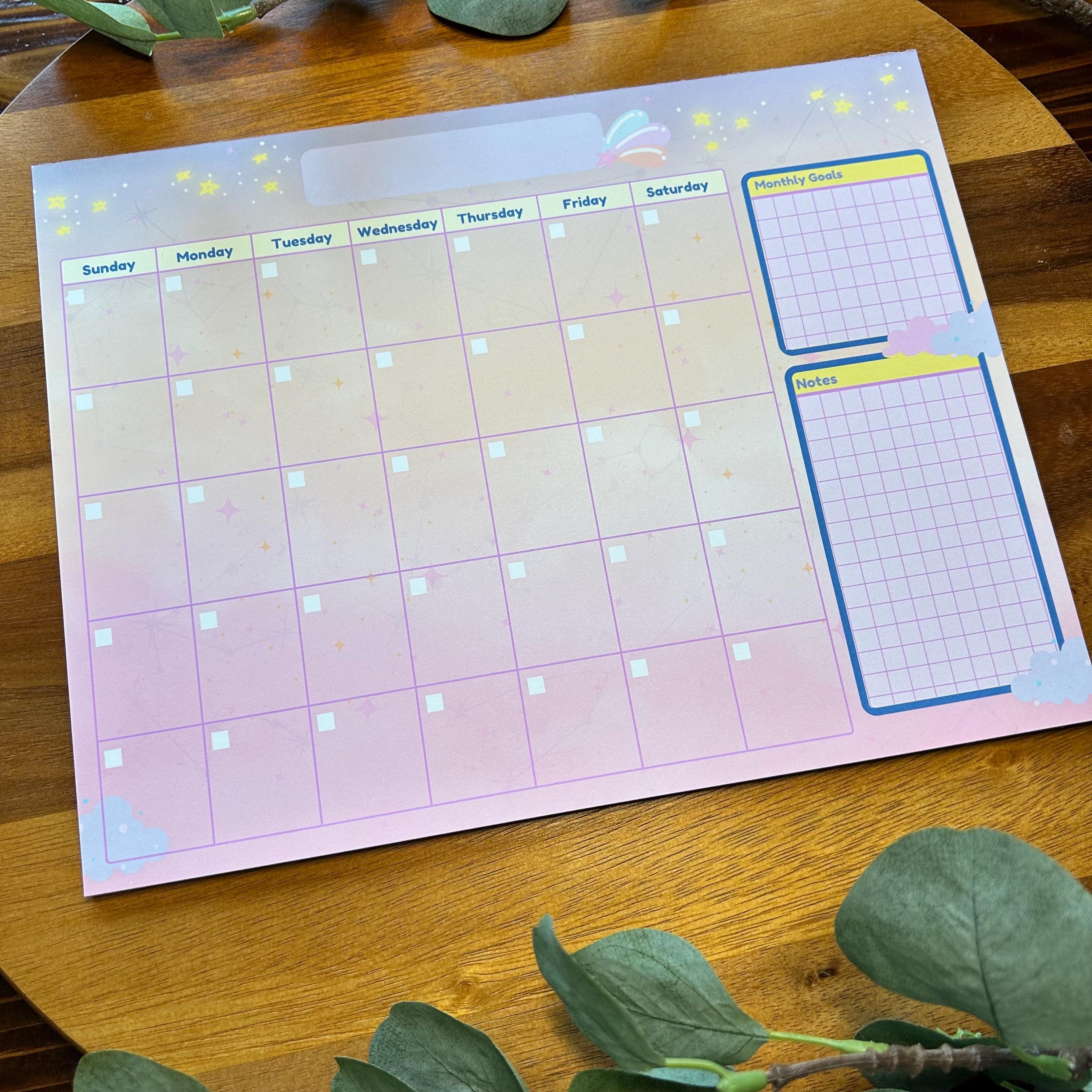 Undated Calendar, Whimsical Calendar, Dreamy Design Calendar, Cute ...