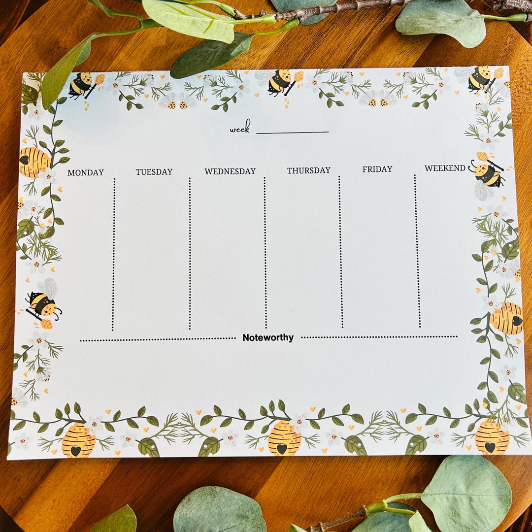 Cute Bee Weekly Desk Planner, Bee Planner, Desk Weekly Planner, to Do ...