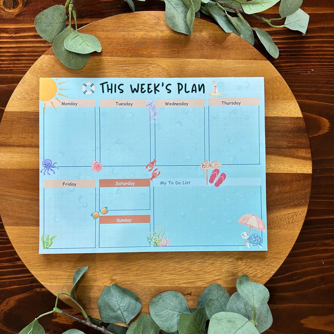 Beach Theme Weekly Planner, Desk Weekly Planner, to Do List Planner ...