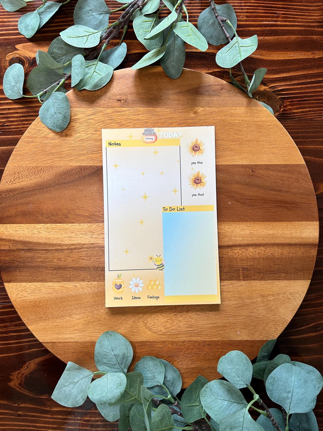 Yellow Flower Notepad, Sunflower Notepad, Cute Desk Planner, Brain Dump ...