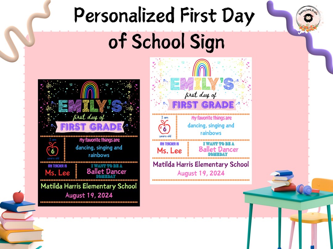 First Day of School Chalkboard Sign, Printable 1st Day of School Sign ...