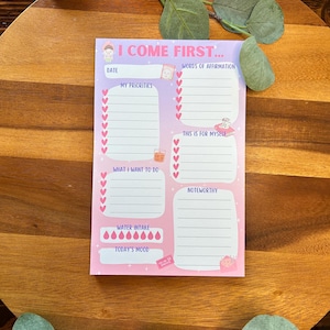 I Come First Daily Journal, Self-care Checklist Notepad - Etsy