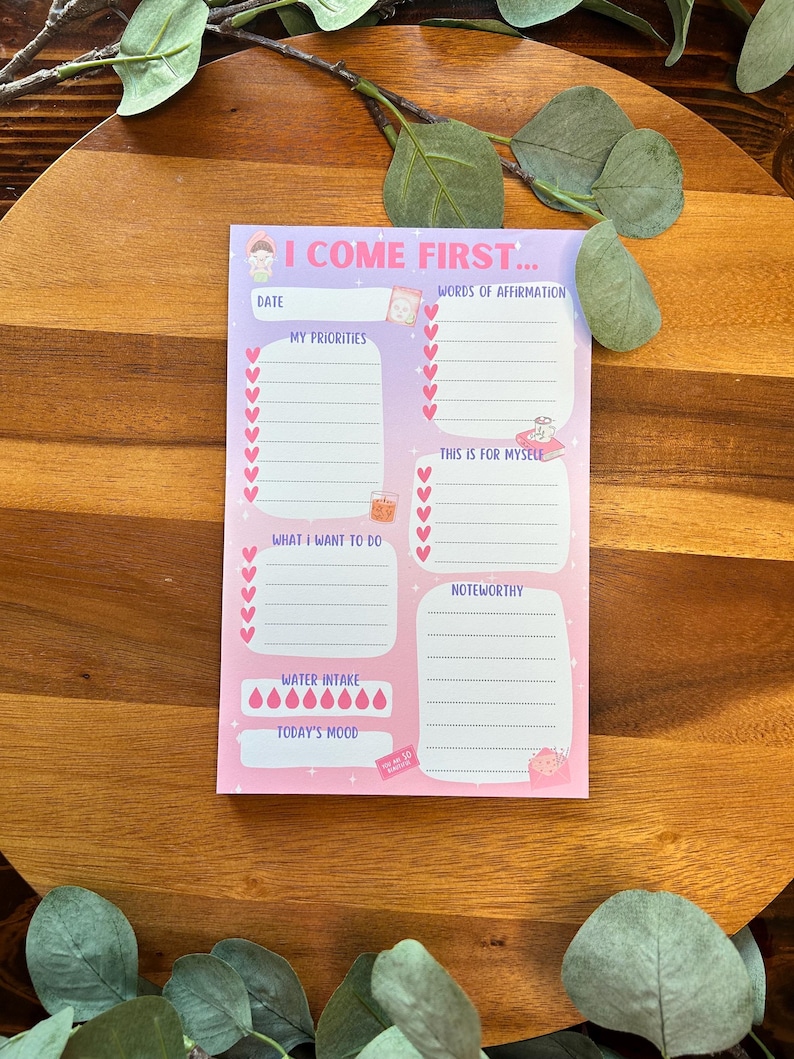 Self Care Checklist, I Come First Notepad, Self Healing Planner, Self ...