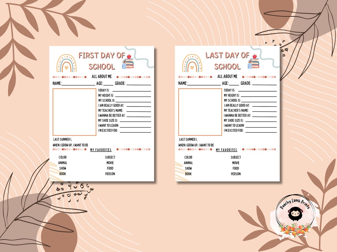 All About Me Boho Theme First Day, Last Day of School Sign, Printable ...