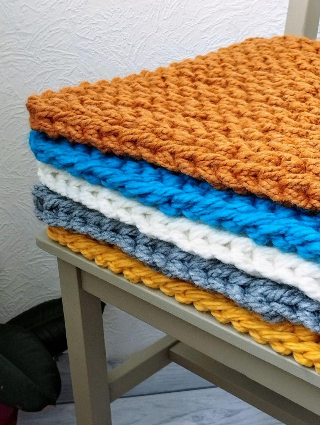 Seat Pads & Chair Covers • Knit Chair Cushions • Chunky Knit Wool Seat ...