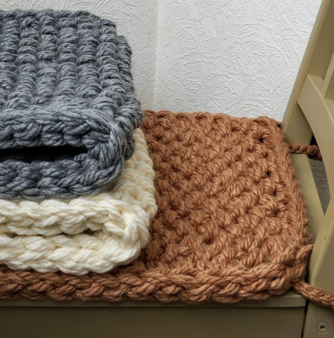 Luxurious Hand-knitted Wool Chair Mats • Seat Pads & Chair Covers ...