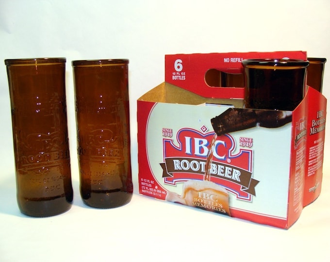 Six Pack of Recycled IBC Root Beer Bottle Drinking Glasses / Eco ...