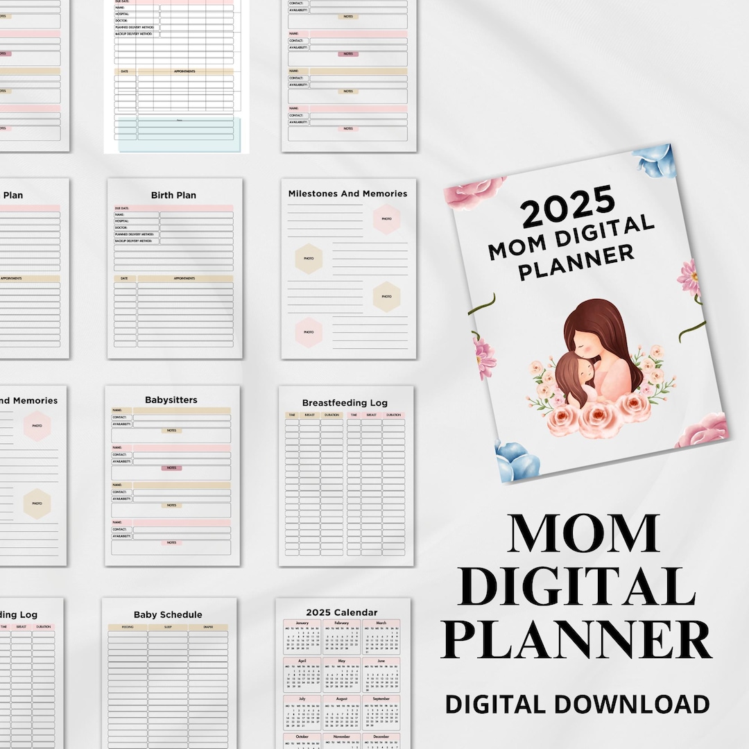 Gift for Mom, Moms Digital Planner, Family Organizer, Daily Planner ...