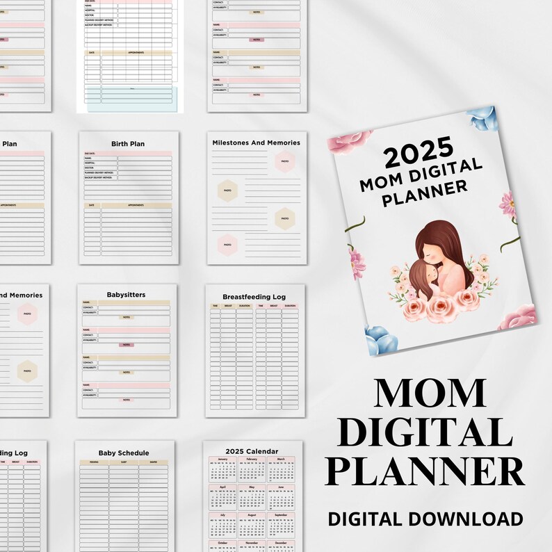 Gift for Mom, Moms Digital Planner, Family Organizer, Daily Planner ...