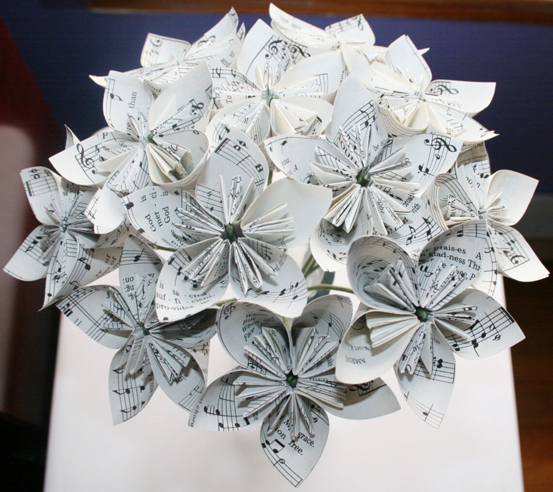 Music Flowers Set of 6 Sheet Music/hymnal Flowers - Etsy