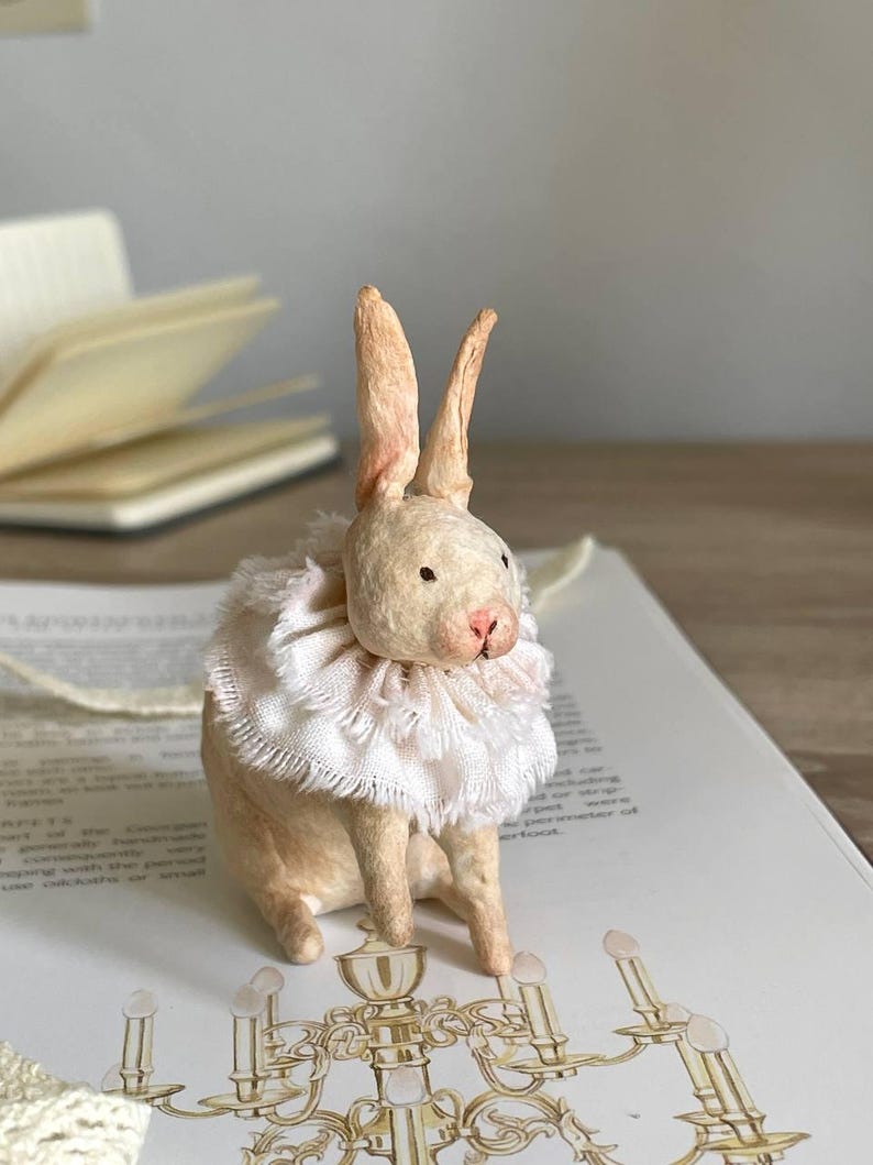 Cotton Wool Toy, Miniature Rabbit Handmade - Etsy