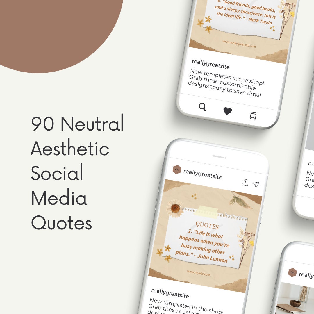EDITABLE SOCMED 90 Life Qotes Aesthetic Brown Social Media Square ...