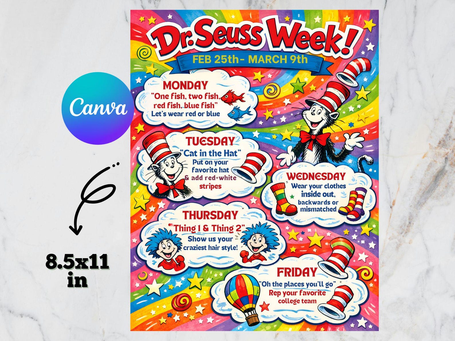 Editable Dr. Seuss Template | School Reading Flyer | Printable ...