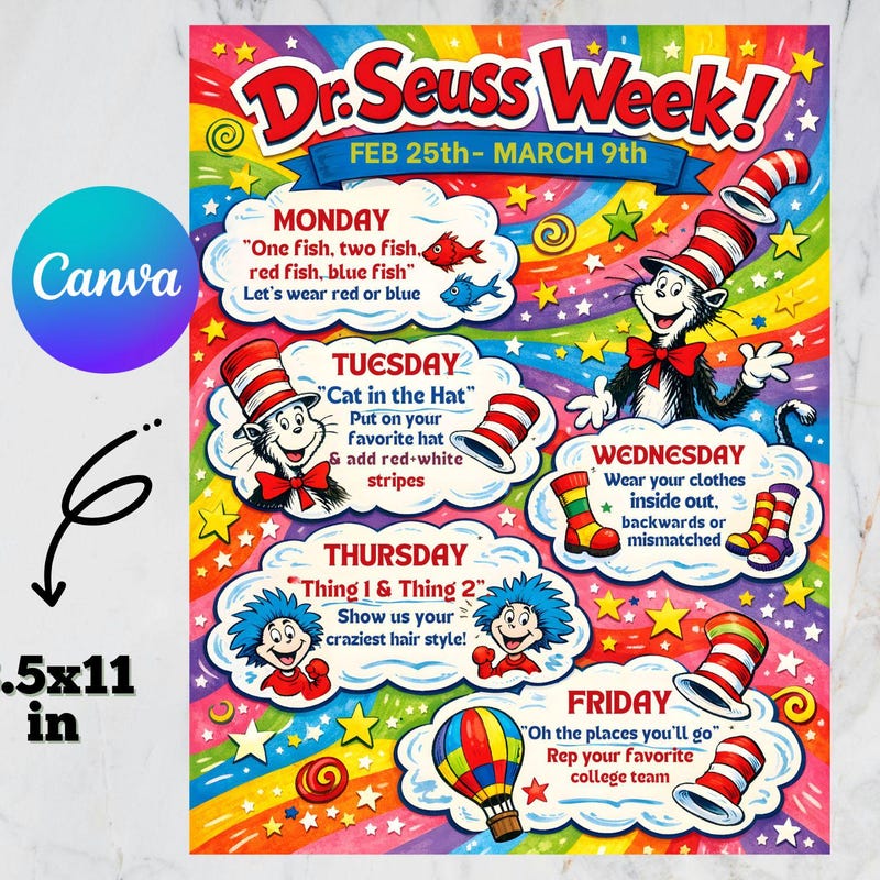 Dr. Seuss Flyer Template - Etsy