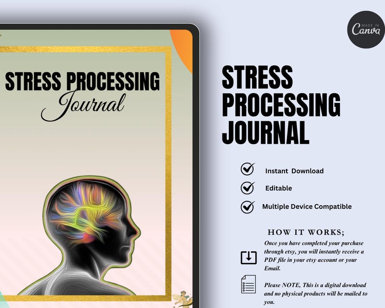 Stress Processing Journal, Mental Health Journal, Stress Relief Notebook, Self-care Diary ...