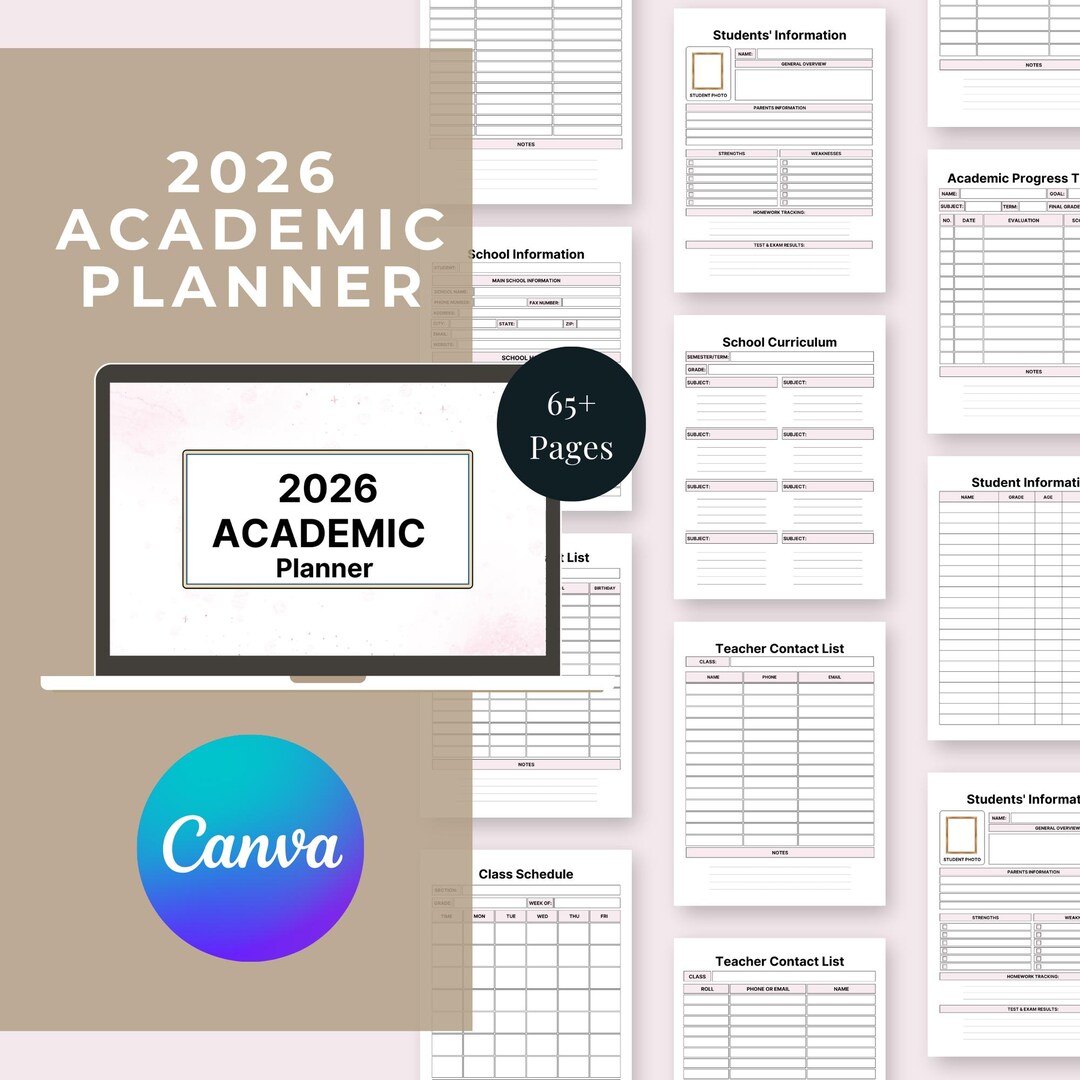 2026 Academic Planner | Student, Teacher Organizer (PDF) - Etsy