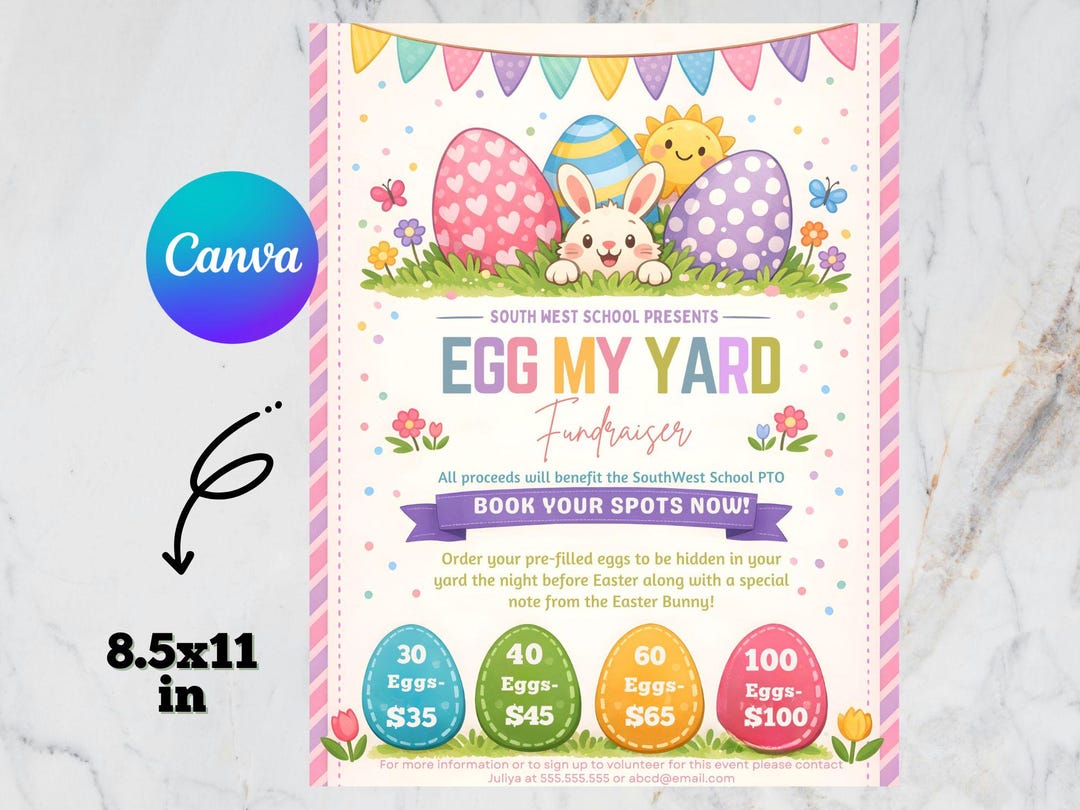 DIY Egg My Yard Flyer: Editable Easter Fundraiser Template (canva ...