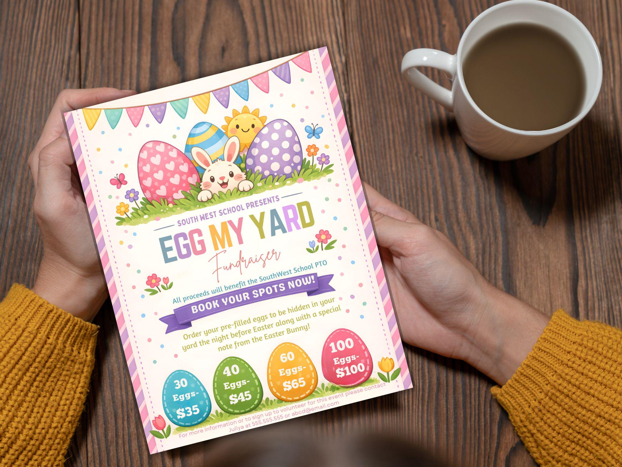 DIY Egg My Yard Flyer: Editable Easter Fundraiser Template (canva ...