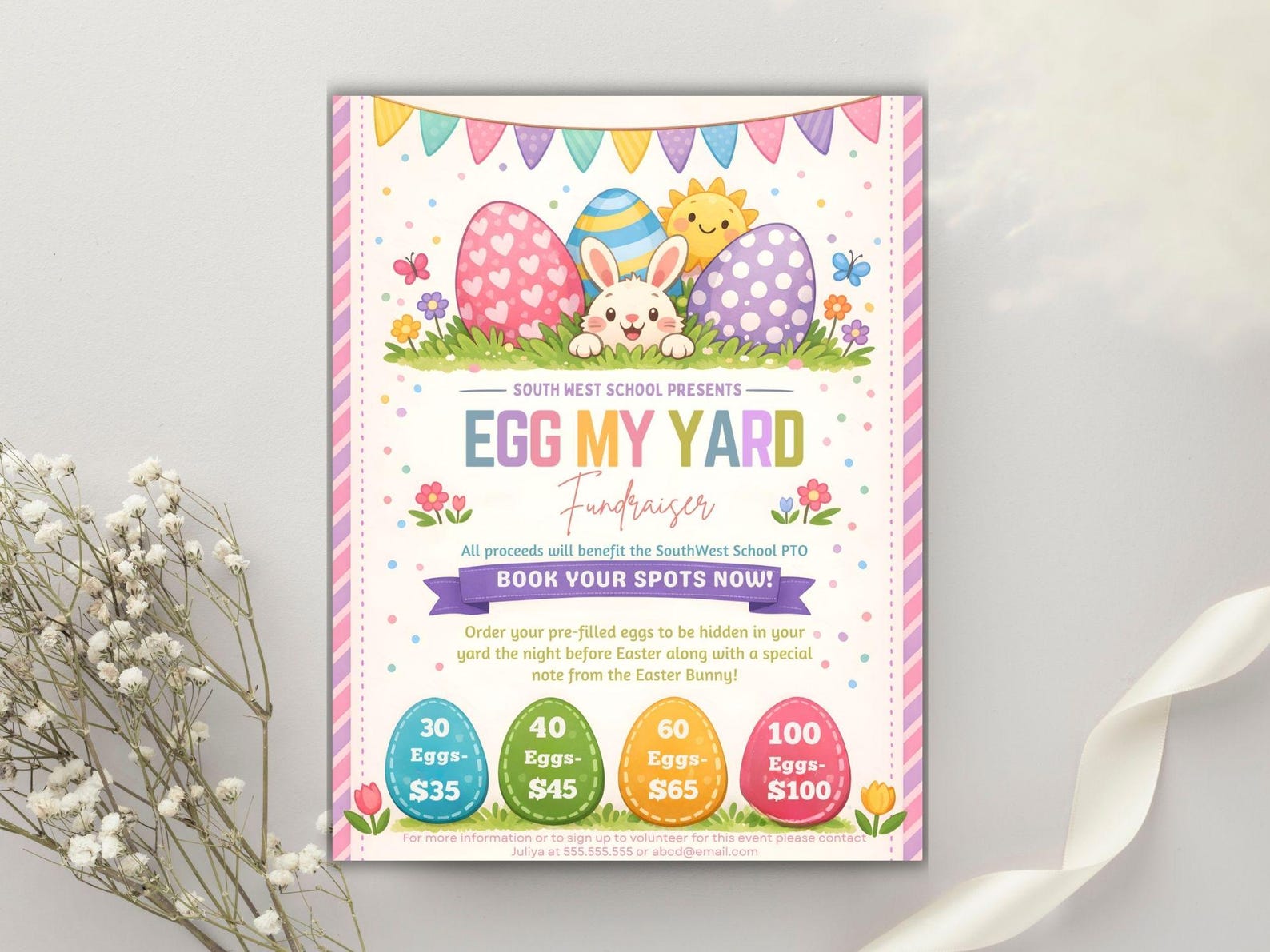 DIY Egg My Yard Flyer: Editable Easter Fundraiser Template (canva ...