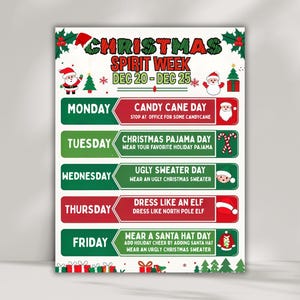 Editable Christmas Spirit Week Itinerary: School Holiday Planner (CANVA ...