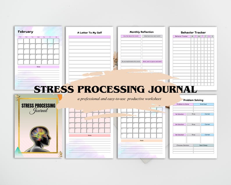 Stress Processing Journal, Mental Health Journal, Stress Relief Notebook, Self-care Diary ...