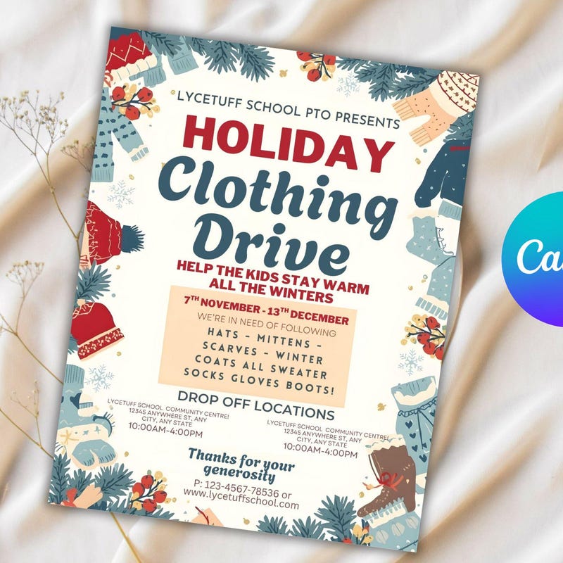 Hat and Glove Drive Flyer - Etsy