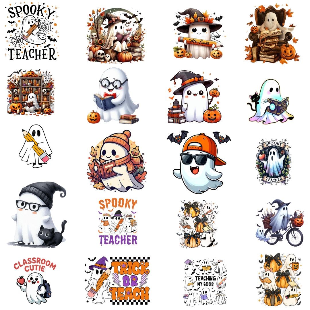 Halloween Teacher Ghost Clip Art PNG: Spooky Digital Download - Etsy