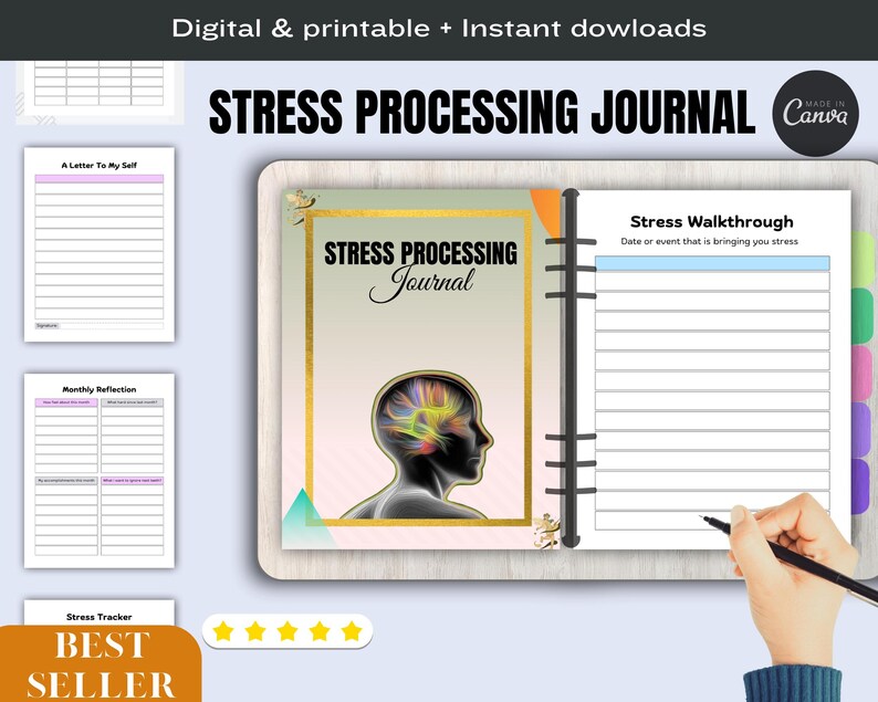 Stress Processing Journal, Mental Health Journal, Stress Relief Notebook, Self-care Diary ...