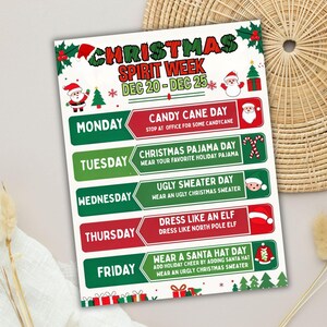 Editable Christmas Spirit Week Itinerary: School Holiday Planner (CANVA ...