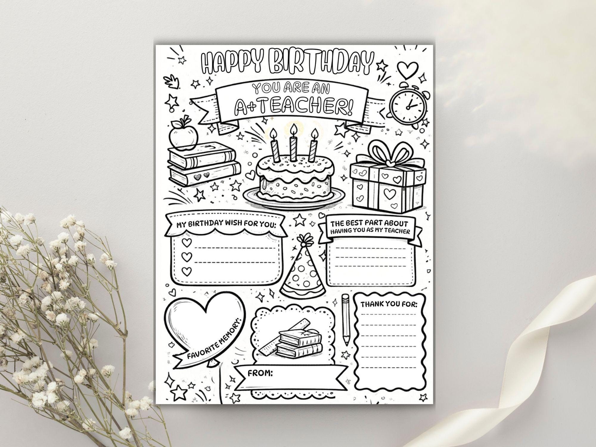Happy Birthday Teacher, Teacher Appreciation Printable, Teacher ...