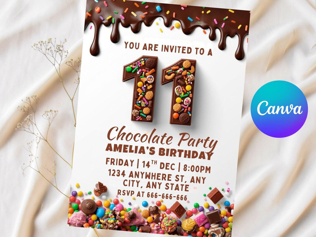 Editable Chocolate Birthday Invitation | Sweet Chocolate Party Theme ...