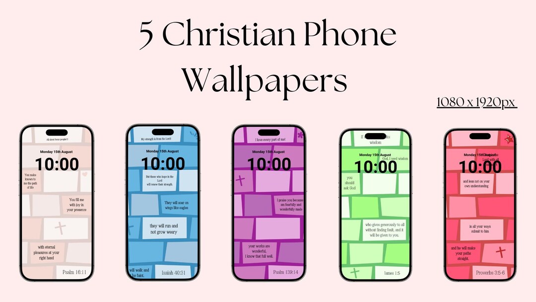 Bible Verse Wallpaper Set Christian Digital Download 5 Inspirational ...