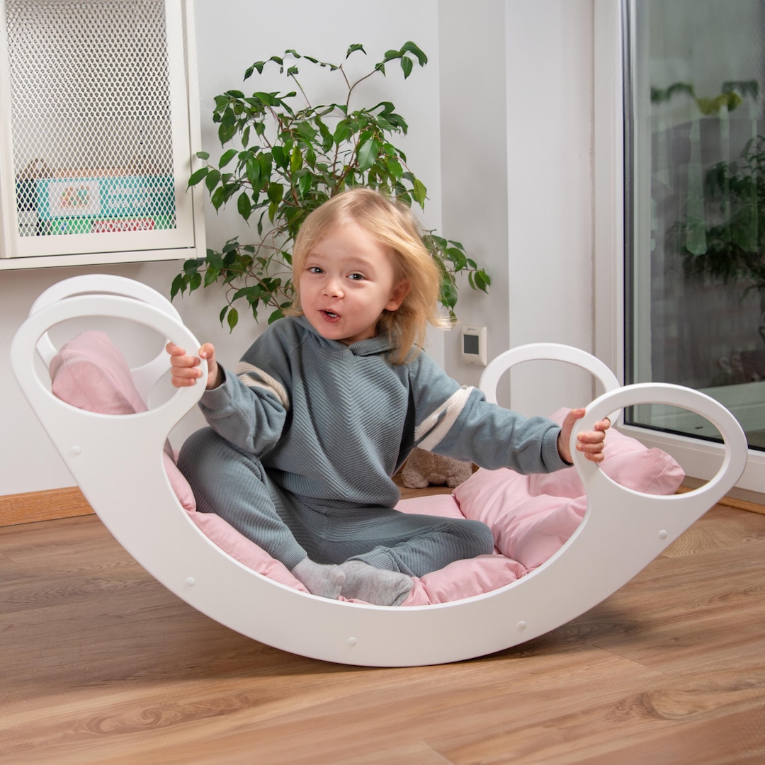 Climb Arch Cushion Montessori Wooden Rocker Swing |toddler Rocking Bed ...