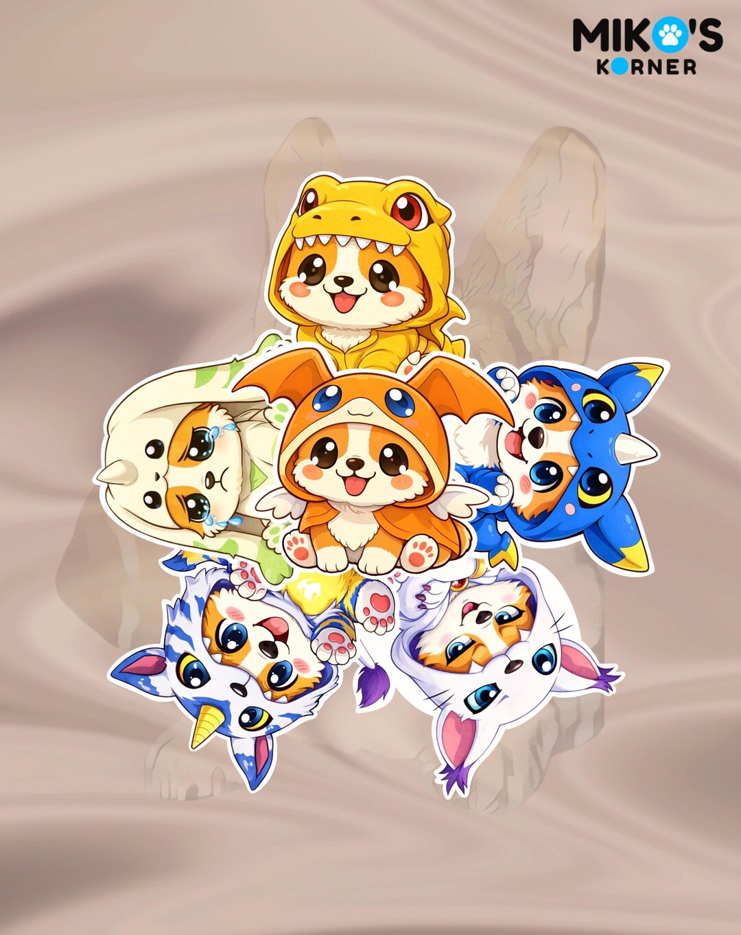 Digital Adventure Corgi Sticker Pack | Kawaii Monster Dog Stickers - Etsy