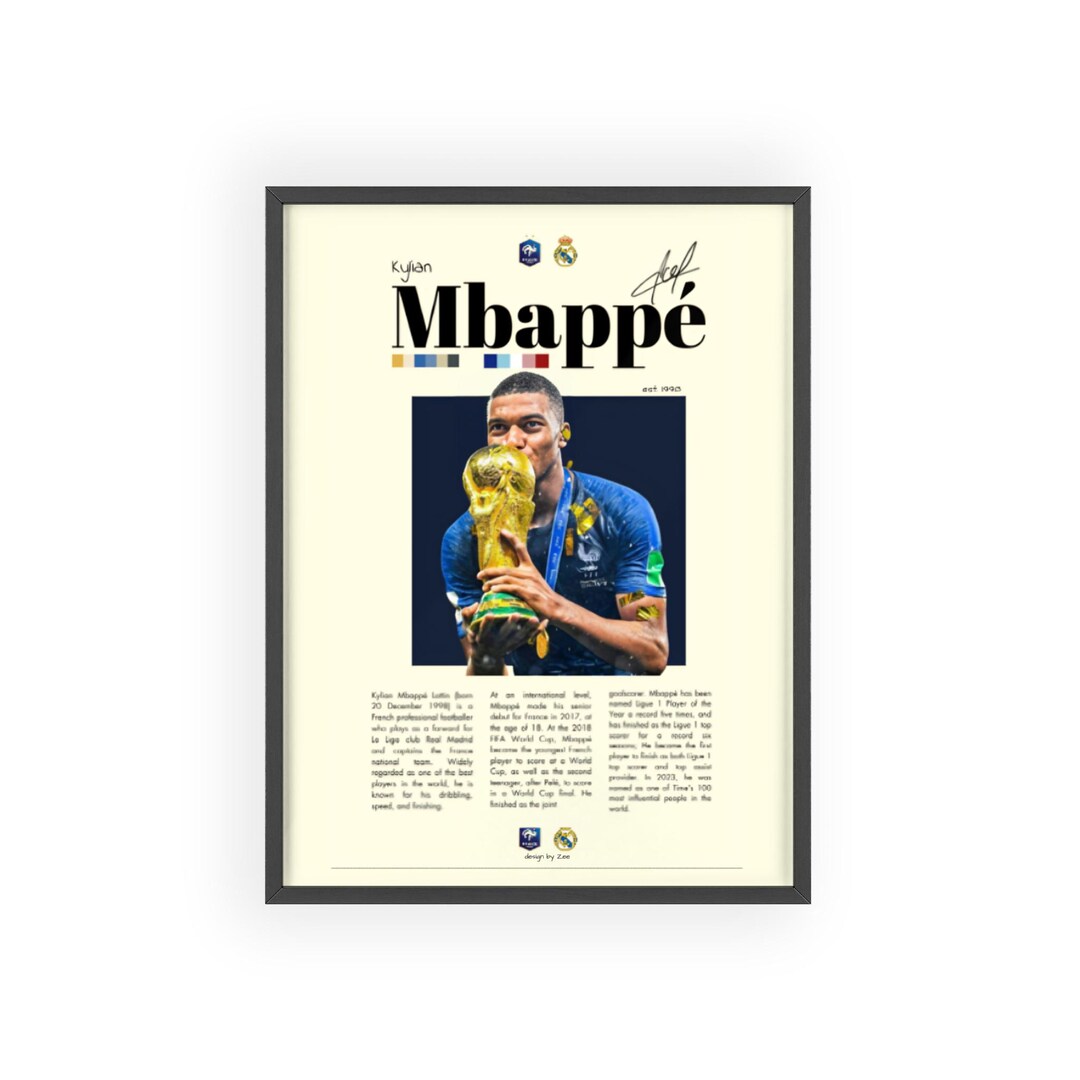 Kylian Mpabbe Posters With Wooden Frame - Etsy