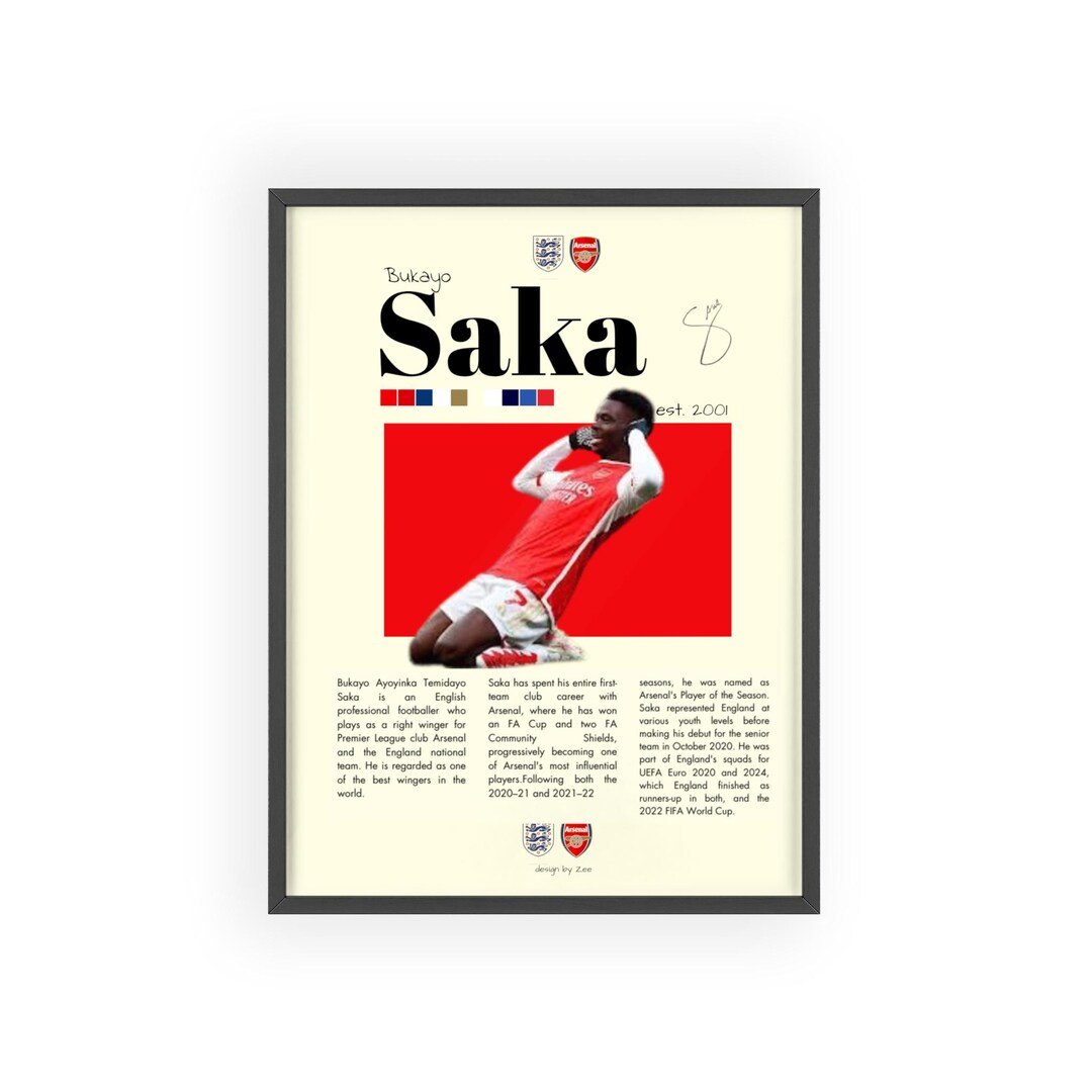 Bukayo Saka Poster With Wooden Frame - Etsy