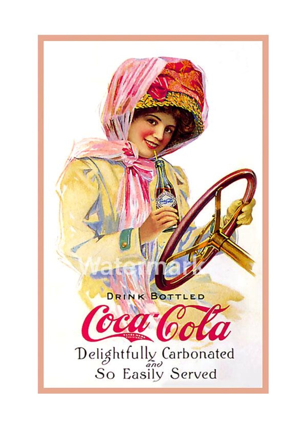 Victorian Lady Illustration Coca Cola Reproduction Cotton Fabric Quilt ...